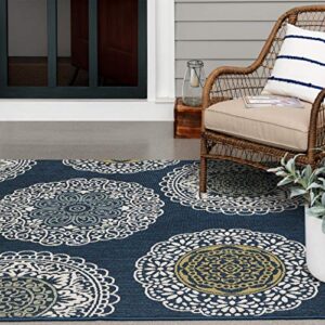 loomaknoti havani anshayo 2′ x 7′ blue medallion indoor/outdoor runner rug