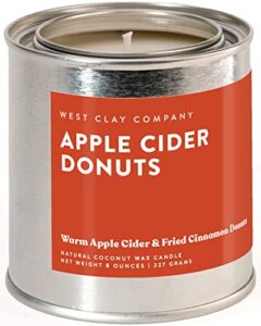 apple cider donuts candle | west clay company | cinnamon apple cider donuts scented soy coconut wax nontoxic candles | for cozy festive fall home decor | made in the usa