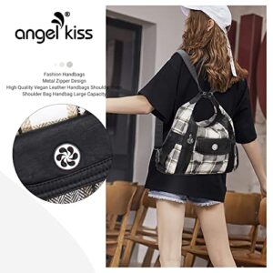 Angel Kiss Purses and Handbags for Women Washed Vegan Leather Crossbody Hobo Satchel Shoulder Mutipocket Tote Purse