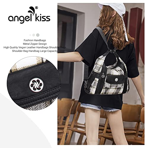 Angel Kiss Purses and Handbags for Women Washed Vegan Leather Crossbody Hobo Satchel Shoulder Mutipocket Tote Purse