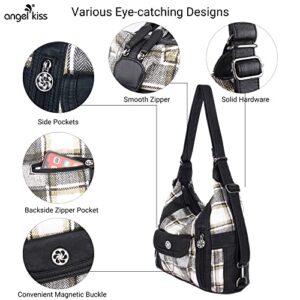 Angel Kiss Purses and Handbags for Women Washed Vegan Leather Crossbody Hobo Satchel Shoulder Mutipocket Tote Purse