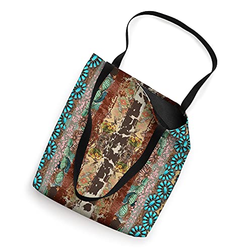 Western Aesthetic, Country Ranch, Floral, Cactus, Turquoise Tote Bag