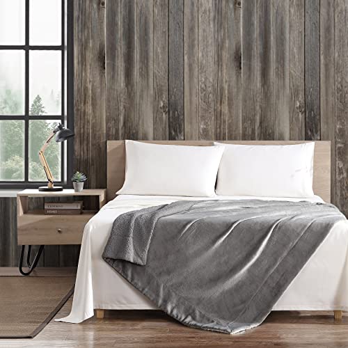 Eddie Bauer Ultra-Plush Collection Throw Blanket-Reversible Sherpa Fleece Cover, Soft & Cozy, Perfect for Bed or Couch, Smoke Grey