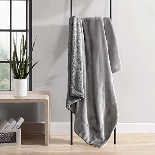 Eddie Bauer Ultra-Plush Collection Throw Blanket-Reversible Sherpa Fleece Cover, Soft & Cozy, Perfect for Bed or Couch, Smoke Grey