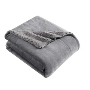 Eddie Bauer Ultra-Plush Collection Throw Blanket-Reversible Sherpa Fleece Cover, Soft & Cozy, Perfect for Bed or Couch, Smoke Grey