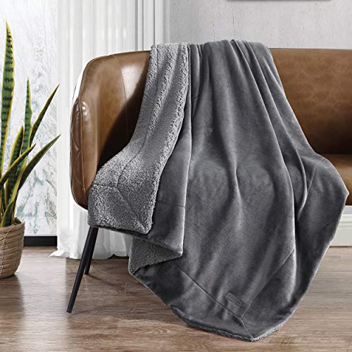 Eddie Bauer Ultra-Plush Collection Throw Blanket-Reversible Sherpa Fleece Cover, Soft & Cozy, Perfect for Bed or Couch, Smoke Grey