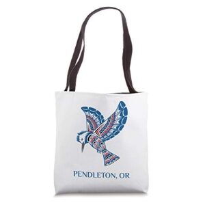 pendleton oregon native american kingfisher bird tote bag