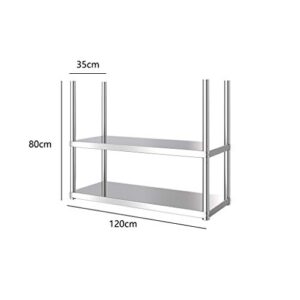 Hanging Floating Stainless Steel Shelf, 2-Layer European Ceiling Hanger, Restaurant Bar Display Stand, 6 Sizes