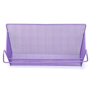 BTSKY 2 Pack Bedside Storage Baskets, Dorm Room Bed Storage Basket Metal Mesh Desktop Corner Shelves Hanging Organizer Rack Shelf Bedside for Book Phones Drinks Tissues Office Home with Hook Purple