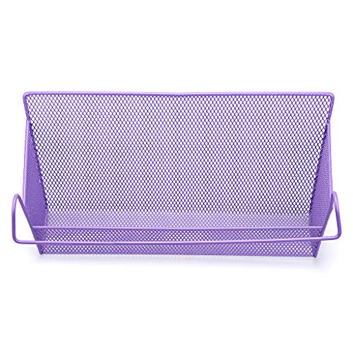 BTSKY 2 Pack Bedside Storage Baskets, Dorm Room Bed Storage Basket Metal Mesh Desktop Corner Shelves Hanging Organizer Rack Shelf Bedside for Book Phones Drinks Tissues Office Home with Hook Purple