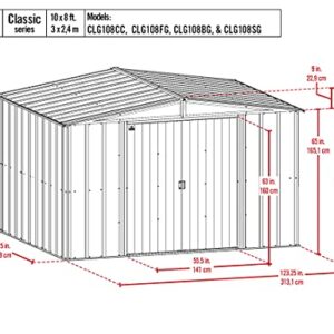 Arrow Shed Classic 10' x 8' Outdoor Padlockable Steel Storage Shed Building