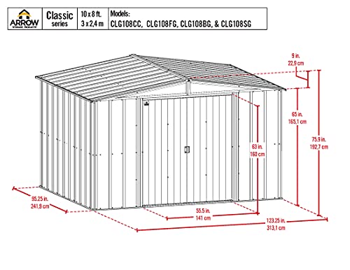 Arrow Shed Classic 10' x 8' Outdoor Padlockable Steel Storage Shed Building