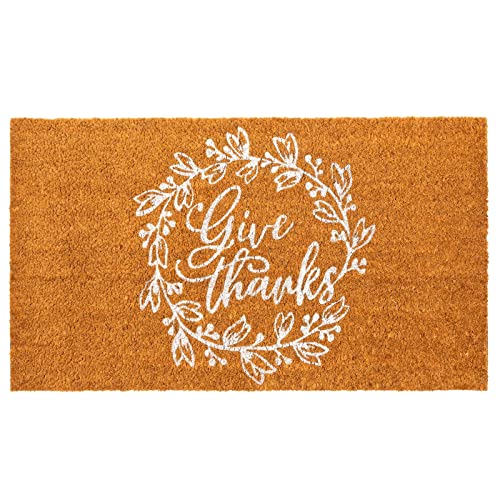 Juvale Thanksgiving Welcome Mat for Front Door,-Outdoor-Fall Rug for Porch, Give Thanks (30 x 17 in)