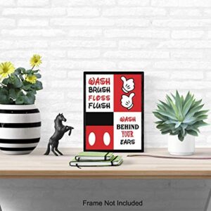 Mickey Bathroom Wall Art Print - Home Decoration, Room Decor For Kids, Childs, Childrens, Baby or Toddlers Bath, Restroom, Powder Room, Guest Bath - Gift for World Fans - 8x10 UNFRAMED print