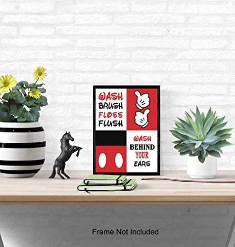 Mickey Bathroom Wall Art Print - Home Decoration, Room Decor For Kids, Childs, Childrens, Baby or Toddlers Bath, Restroom, Powder Room, Guest Bath - Gift for World Fans - 8x10 UNFRAMED print