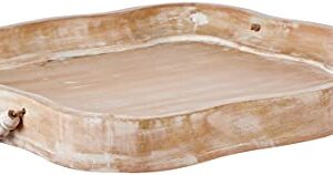 Mud Pie Scalloped Beaded Tray, 18" x 18", Brown