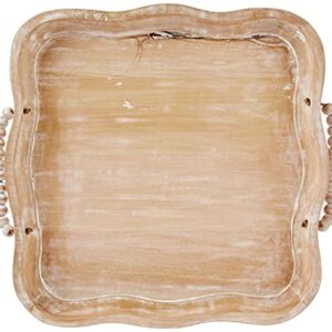 Mud Pie Scalloped Beaded Tray, 18" x 18", Brown