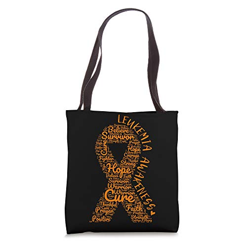 Leukemia Awareness Orange Ribbon With Positive Words Tote Bag