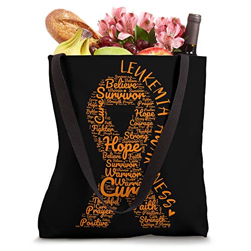 Leukemia Awareness Orange Ribbon With Positive Words Tote Bag