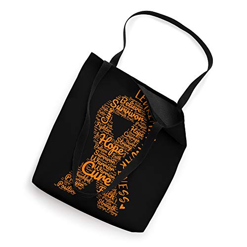 Leukemia Awareness Orange Ribbon With Positive Words Tote Bag