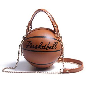 sukutu basketball shaped crossbody bag purse women messenger tote handbag mini pu round shoulder bag for girls