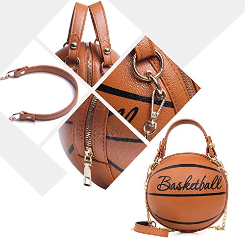 SUKUTU Basketball Shaped Crossbody Bag Purse Women Messenger Tote Handbag Mini PU Round Shoulder Bag for Girls