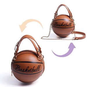 SUKUTU Basketball Shaped Crossbody Bag Purse Women Messenger Tote Handbag Mini PU Round Shoulder Bag for Girls