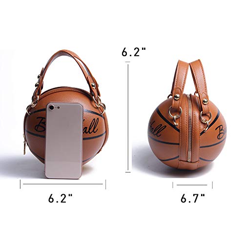 SUKUTU Basketball Shaped Crossbody Bag Purse Women Messenger Tote Handbag Mini PU Round Shoulder Bag for Girls