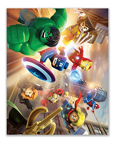 Lego Mini Figure Prints - Set of 6 (8x10) Poster Photos - Captain America Hulk Iron Man Spiderman Thor