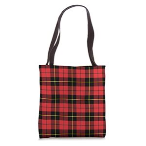 clan wallace tartan, scottish plaid, wallace family tote bag