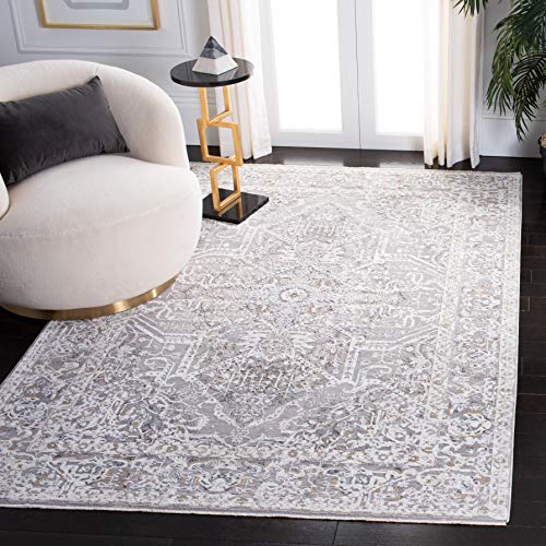 Martha Stewart Collection by SAFAVIEH 5' x 8' Ivory/Light Grey MSR8934B Sabrina Living Room Dining Bedroom Area Rug