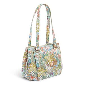 Vera Bradley Women's Cotton Multi-Compartment Shoulder Satchel Purse, Rain Forest Canopy - Recycled Cotton, One Size