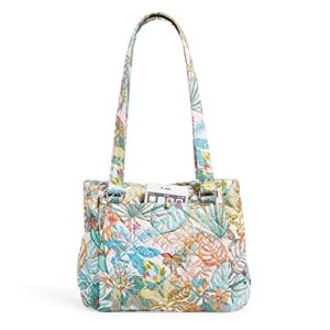 Vera Bradley Women's Cotton Multi-Compartment Shoulder Satchel Purse, Rain Forest Canopy - Recycled Cotton, One Size