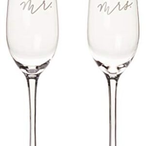 Pearhead Mr. & Mrs. Champagne Flute Set, Wedding Toasting Glasses, Wedding Champagne Glasses, His and Hers Wedding Day Glasses, Wedding or Bridal Shower Gift Idea