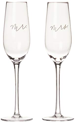 Pearhead Mr. & Mrs. Champagne Flute Set, Wedding Toasting Glasses, Wedding Champagne Glasses, His and Hers Wedding Day Glasses, Wedding or Bridal Shower Gift Idea