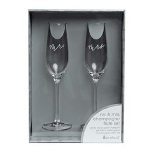 Pearhead Mr. & Mrs. Champagne Flute Set, Wedding Toasting Glasses, Wedding Champagne Glasses, His and Hers Wedding Day Glasses, Wedding or Bridal Shower Gift Idea