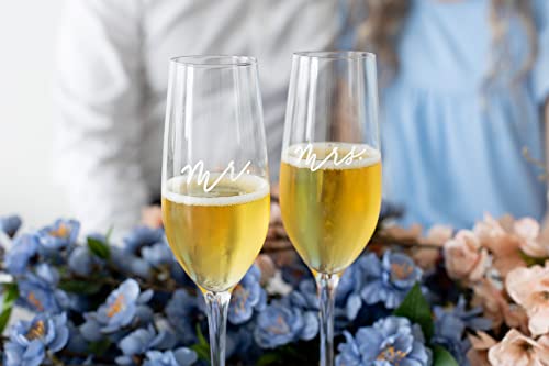 Pearhead Mr. & Mrs. Champagne Flute Set, Wedding Toasting Glasses, Wedding Champagne Glasses, His and Hers Wedding Day Glasses, Wedding or Bridal Shower Gift Idea