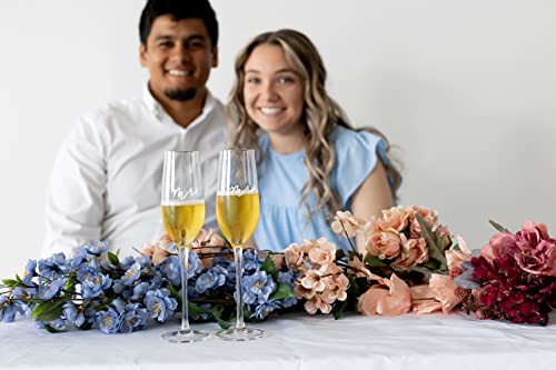 Pearhead Mr. & Mrs. Champagne Flute Set, Wedding Toasting Glasses, Wedding Champagne Glasses, His and Hers Wedding Day Glasses, Wedding or Bridal Shower Gift Idea