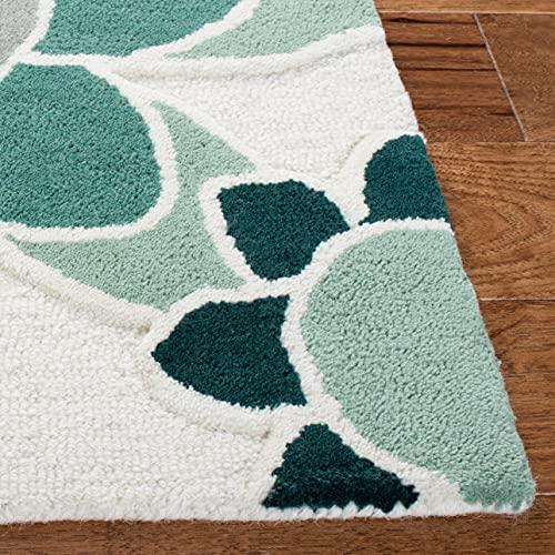 Safavieh Kids Collection 8' x 10' Ivory/Green SFK923Y Handmade Floral Wool Area Rug