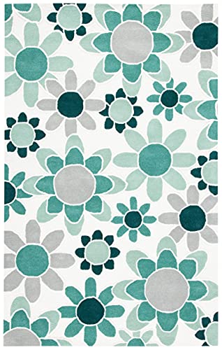 Safavieh Kids Collection 8' x 10' Ivory/Green SFK923Y Handmade Floral Wool Area Rug