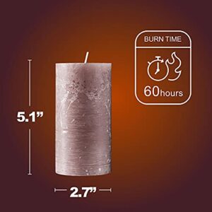 SPAAS Rustic Taupe Pillar Candles - 2.7" X 5" Decorative Candles Set of 4 - Clean Burning and Dripless Unscented Rustic Pillar Candles for Home Decorations, Party, Weddings, Spa, Restaurant