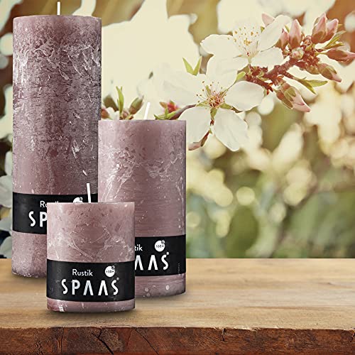 SPAAS Rustic Taupe Pillar Candles - 2.7" X 5" Decorative Candles Set of 4 - Clean Burning and Dripless Unscented Rustic Pillar Candles for Home Decorations, Party, Weddings, Spa, Restaurant