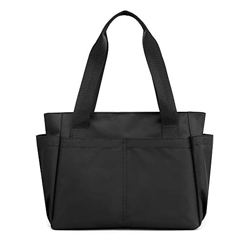 Women Handbag Nylon Sports Gym Bag Lightweight Purses Tote Shoulder Purses Bag-Black