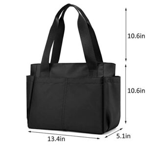 Women Handbag Nylon Sports Gym Bag Lightweight Purses Tote Shoulder Purses Bag-Black