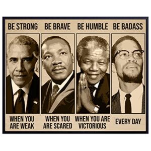 Inspirational African American Wall Art & Decor - Be Strong Be Brave Be Badass - Classroom Decor - Positive Motivational Quotes - Black Culture - Black Pride - Afro American, Black Men, Boys Poster