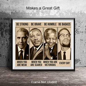 Inspirational African American Wall Art & Decor - Be Strong Be Brave Be Badass - Classroom Decor - Positive Motivational Quotes - Black Culture - Black Pride - Afro American, Black Men, Boys Poster