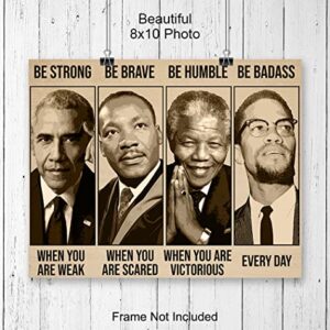 Inspirational African American Wall Art & Decor - Be Strong Be Brave Be Badass - Classroom Decor - Positive Motivational Quotes - Black Culture - Black Pride - Afro American, Black Men, Boys Poster