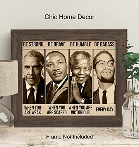 Inspirational African American Wall Art & Decor - Be Strong Be Brave Be Badass - Classroom Decor - Positive Motivational Quotes - Black Culture - Black Pride - Afro American, Black Men, Boys Poster