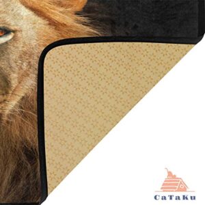 CaTaKu Animal Lion Area Rug 39x20 Inches Polyester , Scary Lion Area Rug Floor Rug Runner Washable Carpet Mat for Kitchen Dinning Room Home Decorative