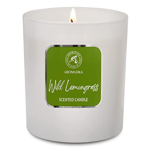 Scented Candle Wild Lemongrass - Soywax Candle with Essential Oil - Aromatherapy Candle - Up to 45 Hours Burn Time - Glass Candle Gift - Luxury and Sensual Soy Wax Candle